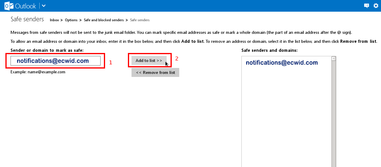 Whitelist email address in Hotmail ( Outlook ) - sanix3d.com